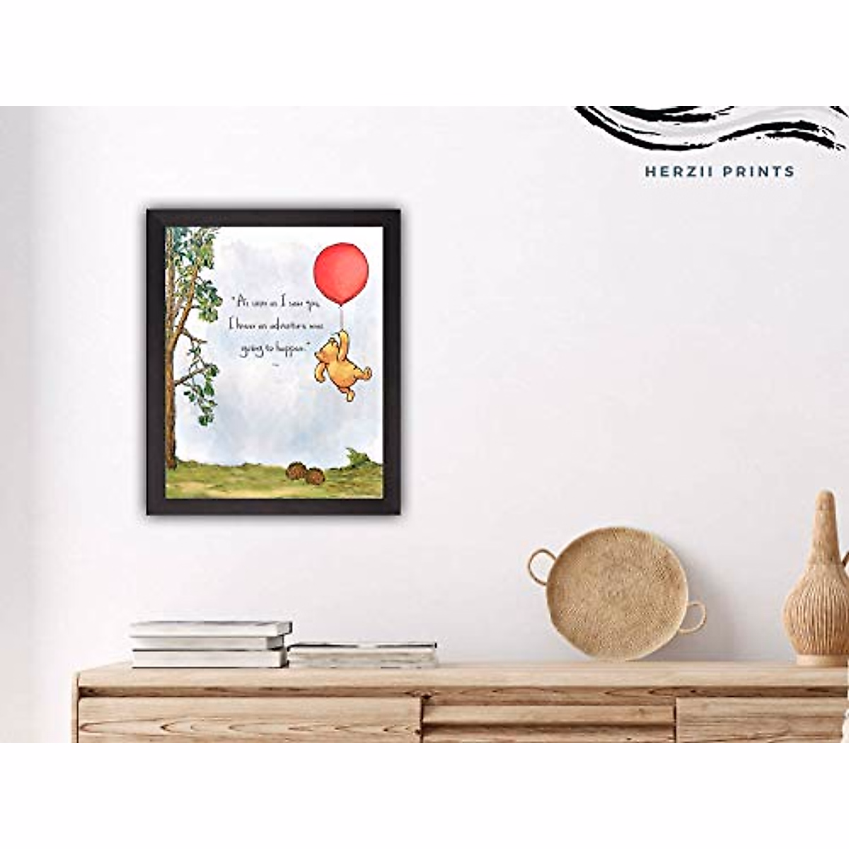 HerZii Prints Classic Winnie The Pooh Wall Art Decorations Set of 6 8x10 inch - Nursery Playroom Home Decor - Baby Shower Decorations