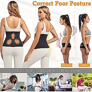 Everfion Waist Trainers Trimmer for Women Sauna Sweat Bands Wraps Workout Corset Slimming Belts Hot Body Shaper,Blue, L