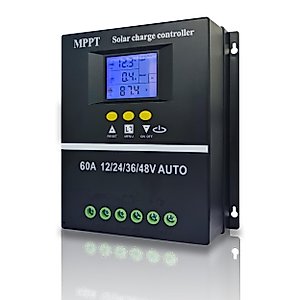 POWLSOJX MPPT 36V/48V/24V/12V Solar Charge Controller Tools 100A/80A/60A LCD Dual USB Lead Acid Lithium Batteries Quick Charger (100A)