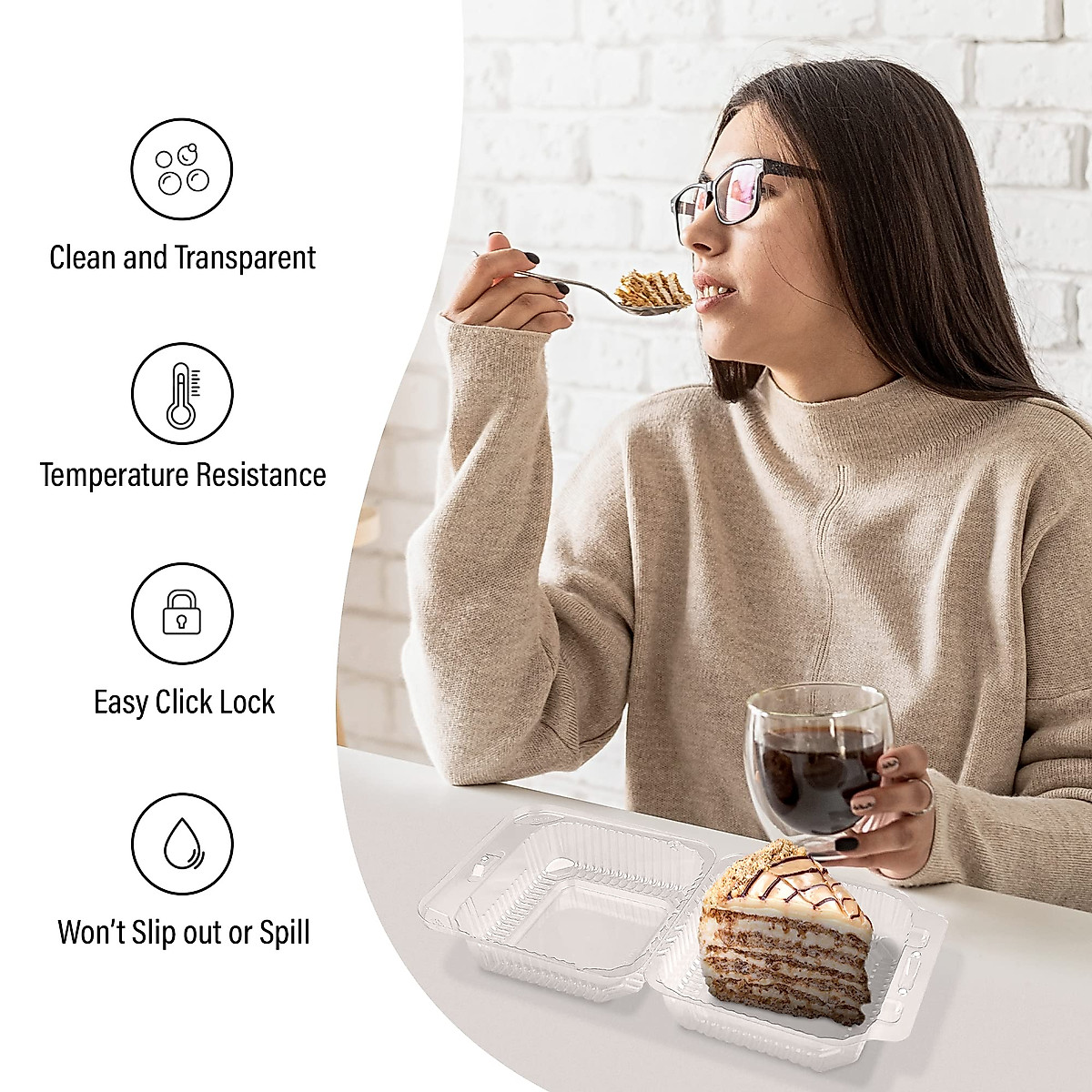 MT Products Clear Plastic Square Hinged Food Container, 5" Length x 5" Width x 2.75" Depth (40 Pieces) and Aluminum Foil 9 in x 13 Pans Half Size Medium 40 Gauge Table Tin Pans (25 Pieces)