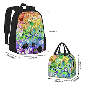 MXSLOVE Casual 2 Pieces Backpack Set, Battle for Bfdi Shoulder Bookbag Travel Bag with Lunch Tote