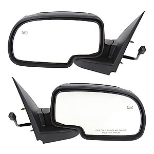 Kool Vue Left & Right Power Heated Door Mirrors Compatible With Chevrolet Silverado 1500 1999-2002 Without Puddle Lamp Chrome Pair Extended Cab & Standard Cab