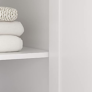 Homsee Large Wardrobe Armoire Wooden Closet with 3 Doors, 5 Storage Compartments, 2 Hanging Rods & Decorative Handles for Bedroom, White (47.2”L x 18.3”W x 69.7”H)