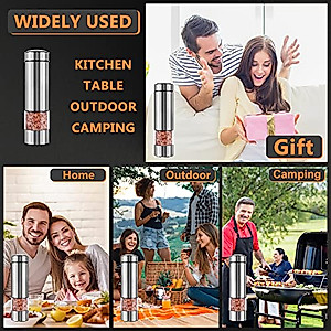 ImgResire Electric Salt and Pepper Grinder Battery Operated| Stainless Steel Auto Pepper Mill Grinder Refillable| One Hand Operation| LED Light| Adjustable Coarseness| 1 Pack