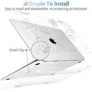 MEEgoodo for MacBook Air 13.3 inch Case 2021 2020 2019 2018 A2337 M1 A2179 A1932, Clear Case for MacBook Air M1, Hard Shell with Keyboard Webcam Cover & Trackpad Film & Type C Adapter,Engraving Floral