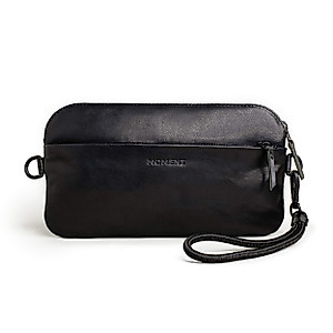 Moment Crossbody Wallet with Wrist and Neck Strap - Compact, Stylish Wallet for Everyday Essentials and Phones (Black Leather)