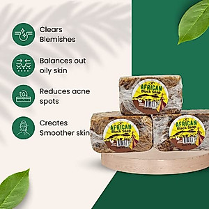 Infinix Beauty 3PCS 1LB 100% Natural African Black Soap with Shea Butter and Pure Honey for Dark Spot Smoother