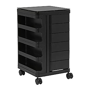 SD STUDIO DESIGNS Kubx Rotating 4-Sided Mobile Storage Organizer with Glass Top Multiple Compartments
