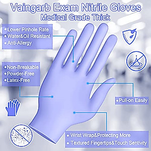 Vaingarb Nitrile Exam Gloves 100 Count Medium Purple Disposable Medical Gloves Case of Bulk Powder Free Examination Glove
