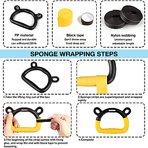 EXQ Home Kids Gymnastic Rings Pull up Rings for Chlidren Exercise,Indoor Gym Ring,Kids Gymnastics Rings with Adjustable Straps,Load Bearing 220lb,Yellow Hands Tape (NO Bar)