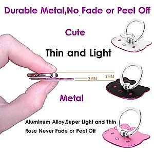 Cat Phone Ring Holder Cute Kitty 3 Pack,Fonessary Metal Finger Ring Grip Kickstand 360 Rotate for Smartphones