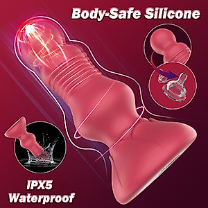 Thrusting Dildo Prostate Massager Anal Toys with 100 Combination Modes, SeYouYou Remote Control Male Sex Toys for Men Vibrating Butt Plug Anal Dildo, Female Thrusting Vibrator Anal Plugs(Rose)