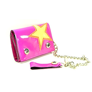 Star Patch Tri-fold Bikers Wallet with 16" Chain Black (Black)