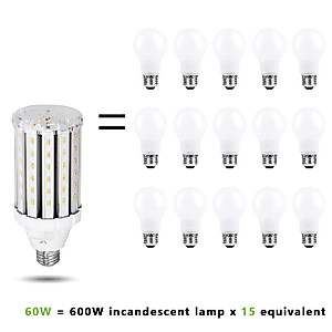 50W LED Corn Light Bulbs-500W Equivalent, 5500 Lumens,6500K Daylight White,E26 Base Led Replacement HID HPS Mercury Vapor CFL Metal Halide Lamp for Warehouses,Garages,Street（Daylight White,2PACK)