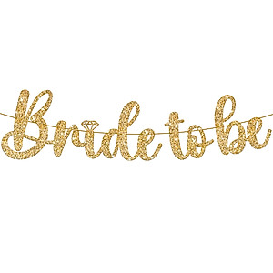 KatchOn, Gold Glitter Bride To Be Banner - 10 Feet, No DIY | Gold Bride to Be Sign for Bachelorette Party Decorations | Bridal Shower Banner for Bridal Shower Decorations | Bride To Be Decorations