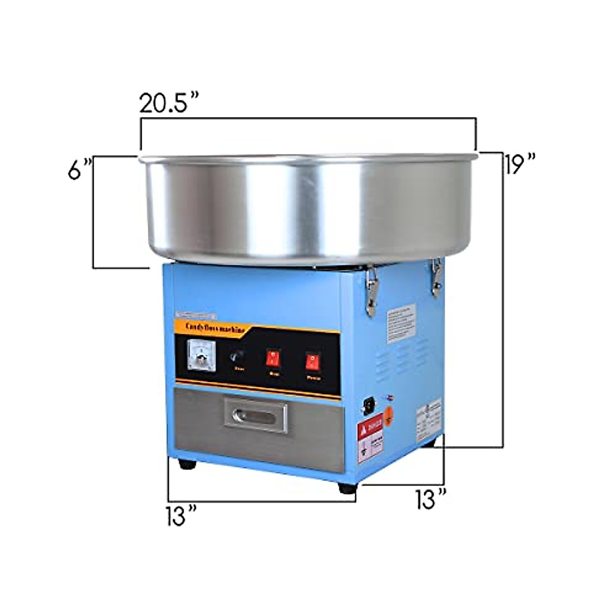 PartyHut Large Commercial Cotton Candy Machine Party Candy Floss Maker Blue