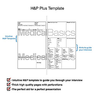 H&P notebook (Large Print) - Medical History and Physical notebook, 50 medical templates with perforations