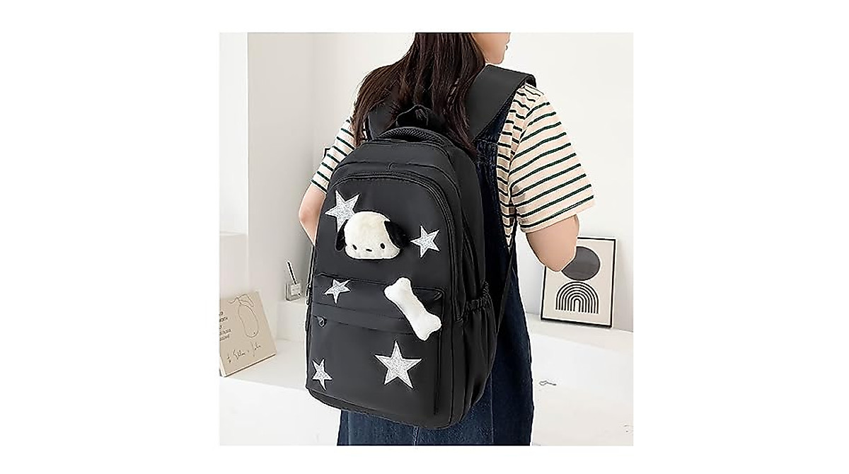 JHTPSLR Preppy Backpack with Plushies Y2K Aesthetic Backpack Sparkling ...