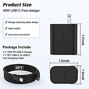 45W USB C Super Fast Charger,USB C Wall Charging Block Adapter and 6ft Android Phone Charger Cable Type C for Samsung Galaxy S23 Ultra/S23/S23+/S22 Ultra/S22+/S22 Plus/S21+/S20/Note20 Ultra/Note10+