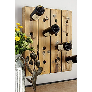 Deco 79 Wood 16 Bottle Wall Wine Rack, 21" x 4" x 25", Brown