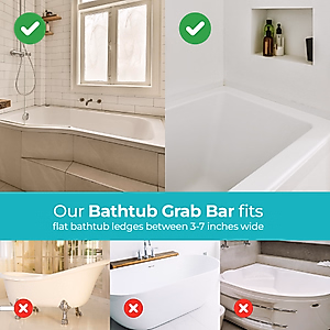 Modern Innovations Adjustable Bathtub Grab Bar, Safety Bath & Shower Grab Bars for Elderly Seniors, Handicap Grab Bars (300lb Weight Limit), Bathroom Grab Bars for Seniors with Adjustable Handles