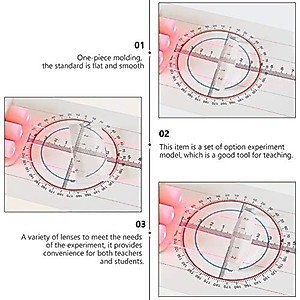 Baluue Optical Lens Set - Optical Glass Lens Semicircular Triangular Rectangular Lens Physics Demonstration Tools Equipment for Students, Experiment, Lab, 5Pcs