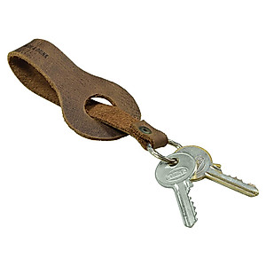 Hide & Drink, Leather Belt Key Holder, Hook for Bags, Keychain Organizer, Accessories, Handmade, Bourbon Brown