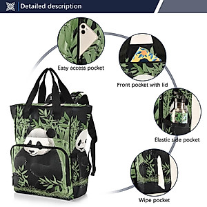 xigua Panda Bear Black Diaper Bag Backpack Multi Function Baby Changing Bags Waterproof Large Capacity Travel Back Pack for Mom Dad