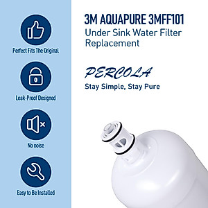 PERCOLA 3MFF101 Under Sink Water Filter, Replacement for Under Sink Full Flow Filtration System 3M Aqua-Pure 3MFF100, 70020249663 6,000 Gallons (1 Pack)