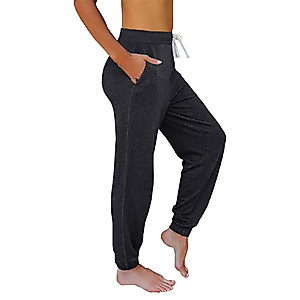 AUTOMET Baggy Sweatpants for Women with Pockets-Lounge Womens Pajams Pants-Womens Running Joggers for Yoga Workout BlackGrey