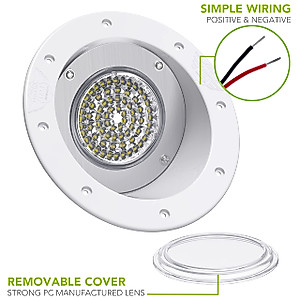 Leisure LED RV Exterior Round Flood Porch Utility Light - White 12v 1100 Lumen Lighting Fixture Replacement Lighting for Weekend Warrior RVs, Trailers, Campers, 5th Wheels (White)