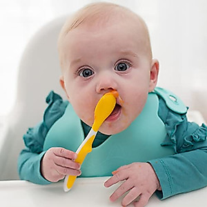 Dr. Brown's Baby Bib with Adjustable Collar and Fox Design, 100% Silicone & Waterproof, Teal/Purple, 2-Pack