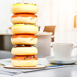 Ponpon 4pcs Wood Donut Stands Bagels Display Holder Reusable Doughnut Dessert Stand for Wedding Birthday Treat Parties