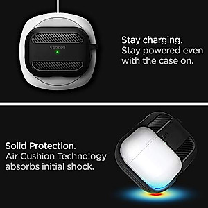 Spigen Rugged Armor Designed for Airpods Pro Case Cover Protective Airpods Pro Case with Keychain - Matte Black