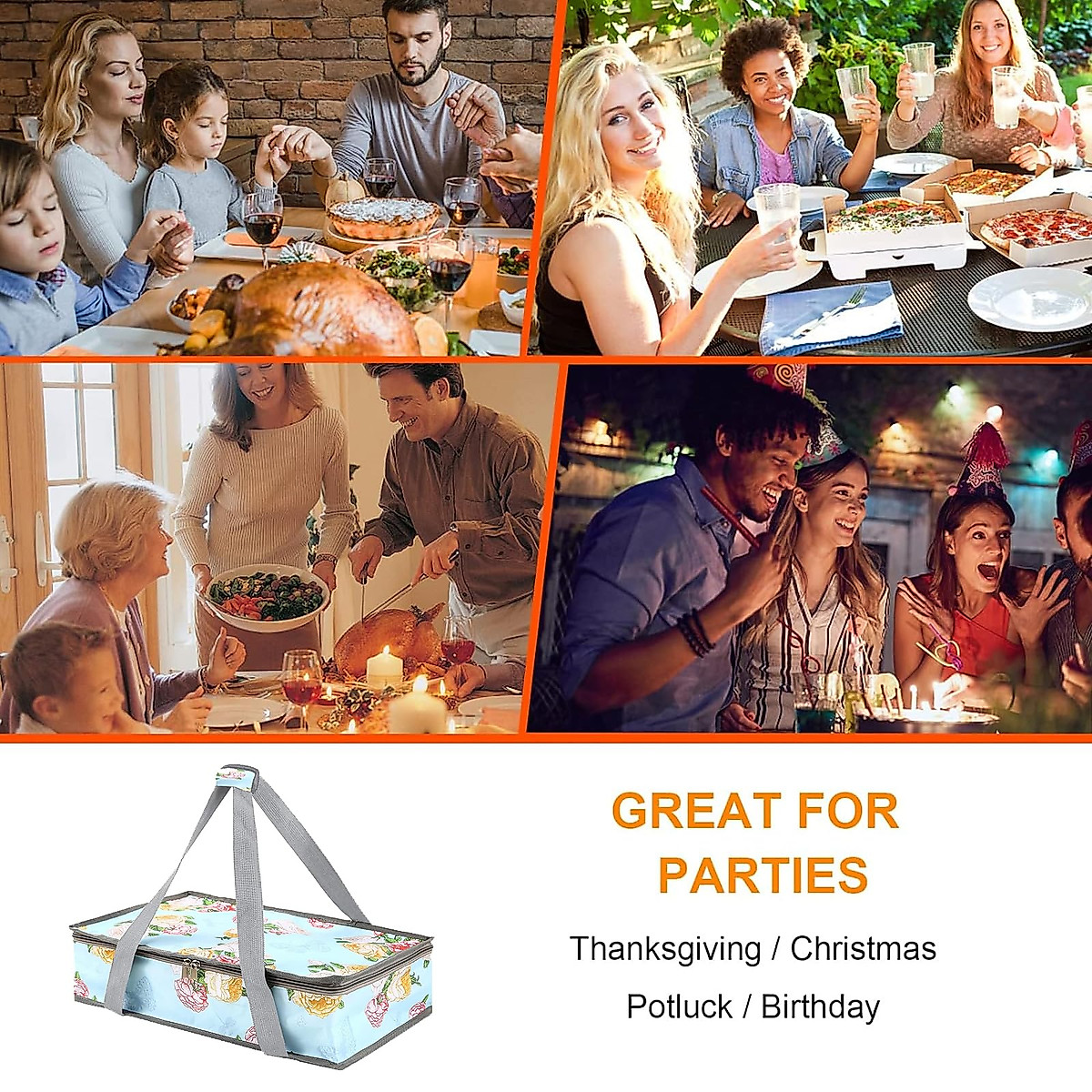 QEES Casserole Carrier For Hot or Cold Food,Casserole Carrier,Pie Carrier,Casserole Dish With Lid and Carrying Case,Insulated Casserole Food Carrier For Travel Party Picnic,Pioneer Woman Dish Carrier