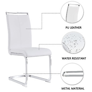 FURNITO Dining Table Set for 4,Modern Rectangle White Dining Table with PU Dining Chairs 4,Ideal for Home,Kitchen Dining Room,Kitchen Table and Chairs for 4