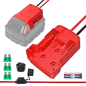 Kzreect Power Wheels Adapter for Milwaukee M18 Battery Adapter, 18V Power Wheels Battery Converter Kit with Fuses Holder and Switch, Wire Terminals, 12AWG Wire for RC Car DIY Adapter Set (1 Pack)