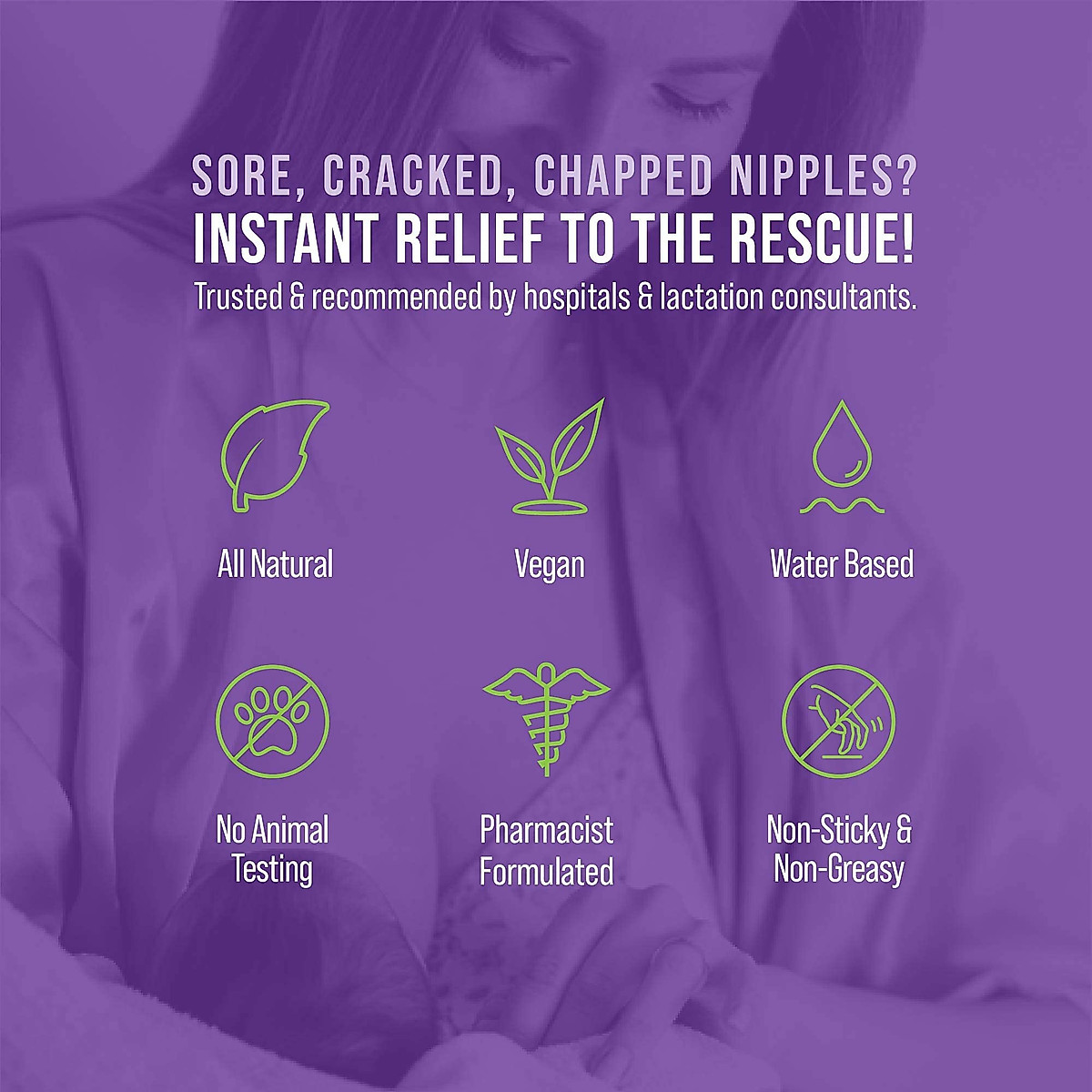 Dr. Nice's Nipple Cream for Breastfeeding - Instant Soothing and Cooling Relief for Sore Nipples | All Natural Water-Based Clear Gel | Safe for Mom & Baby - (0.34 Fl. Oz)