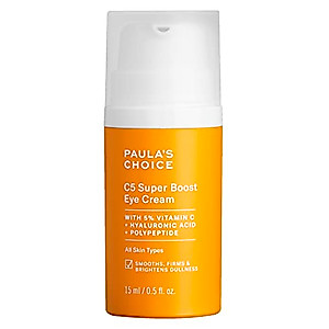 Paula's Choice C5 Super Boost Eye Cream with 5% Vitamin C, Hyaluronic Acid & Peptides, for Puffy Eyes, Dark Circles, Fine Lines & Crow’s Feet, 0.5 Fl Oz 