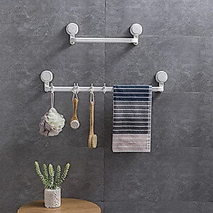 ZWTNBFST Bath Towel Bar with Transportable Hooks Waterproof Drill-Free Suction Cup Towel Rack Wall Mounted Removable Heavy Duty Hand Towel Holder for Bathroom Kitchen