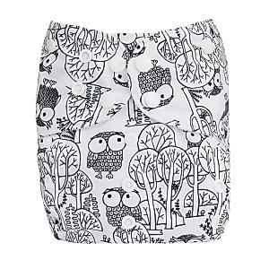 2 to 7 Years Old Cloth Diaper Nappy Pocket Reusable Washable Junior Big Baby Kids Toddler (Trees Owls)