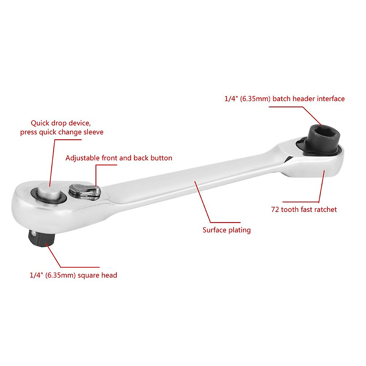 Akozon Allen Wrench, 1/4" Mini Ratchet Socket Wrench Screwdriver Hex Wrench Quick Release Ratchet Wrench (130mm)