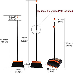 Broom and Dustpan/Dustpan with Broom Combo with 52" Long Handle for Home Kitchen Room Office Lobby Floor Use Upright Stand Up Broom and Dustpan Set for Home