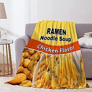 Funny Ramen Noodle Blanket - Plush Lightweight Fuzzy Food Throw for Ramen Lovers - Chicken Flavor, 40"x50"