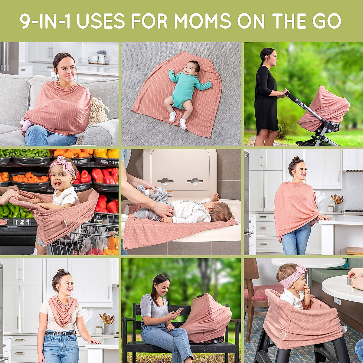 WeeSprout Car Seat Covers for Babies - Carseat Canopy Easily Slips On & Off, Fits All Baby Car Seats, Easy to View Child, 9-in-1 Additional Uses, Ultra-Soft & Breathable Fabric