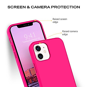 BENTOBEN for iPhone 12 Mini Case, Soft Silicone Gel Rubber Bumper Microfiber Lining Hard Back Shockproof Protective Phone Cover for iPhone 12 Mini 5.4", Hot Pink