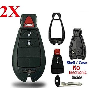 2 New Keyless Entry 3 Buttons Remote Key Fob Shell / CASE M3N5WY783X, IYZC01C 56046707AE for Chrysler Town Country Dodge Challenger Charger Durango Grand Caravan Journey & Ram