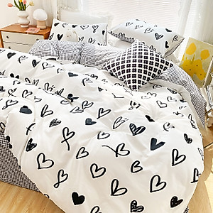 MEJU Pink Cat Kitty Cute Adorable 100% Cotton Duvet Cover Set Blanket Throw Cover with Zipper Closure for Kids Boys Girls Twin Bed Decoration Gift 60" X 80"