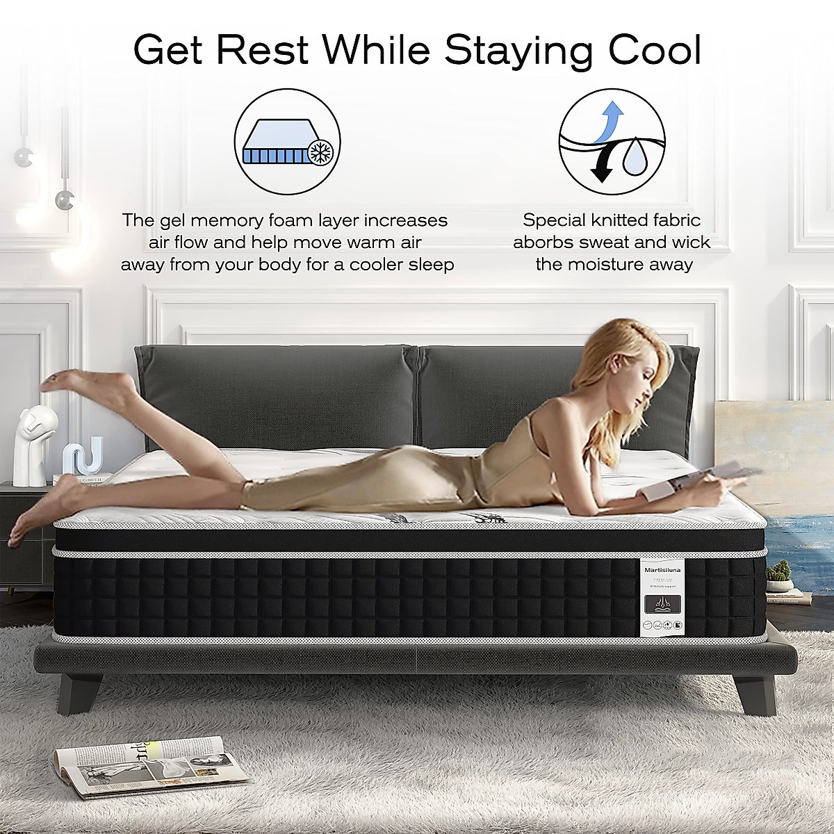 Martisiluna YM-QU 10.5 Inch Hybrid Gel Memory Foam Mattress in a Box with Individually Wrapped Coil Innerspring and Enhanced Edge Support, Twin