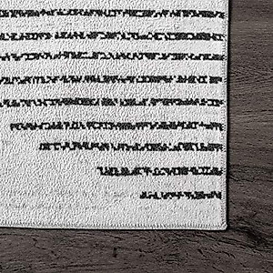 nuLOOM Romina Machine Washable Diamond Stripes Area Rug, 4x6, White